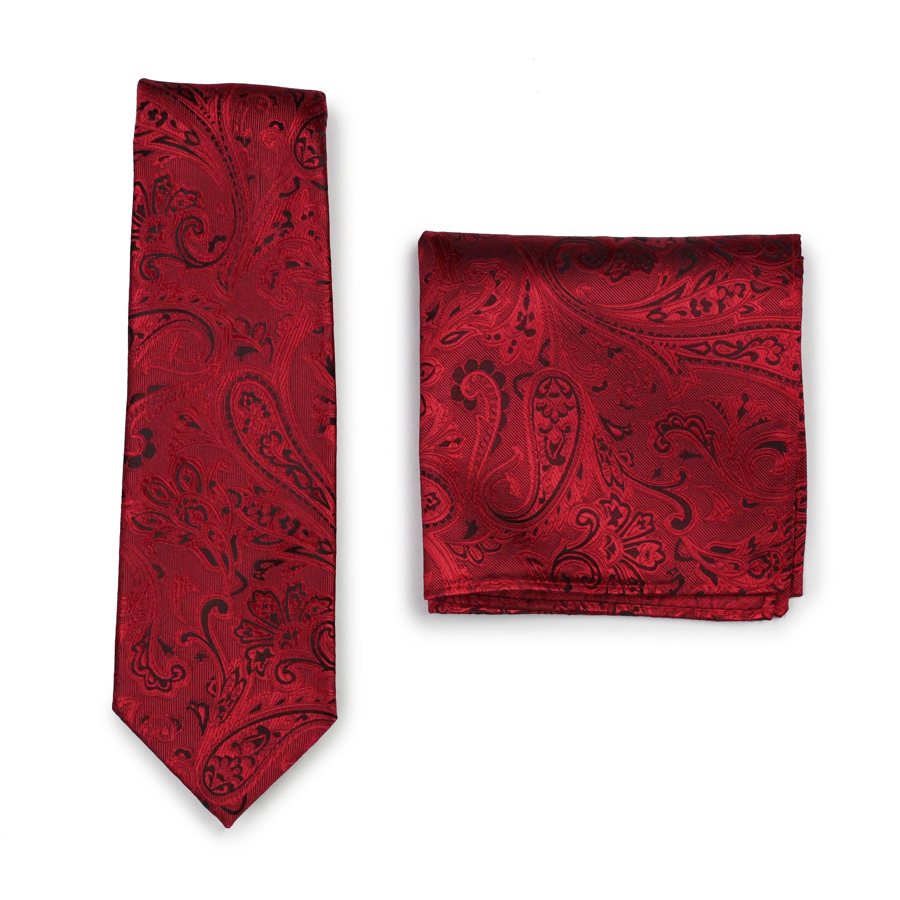 Ruby Red Tie Set Mens Necktie Pocket Square in Ruby Red - Etsy