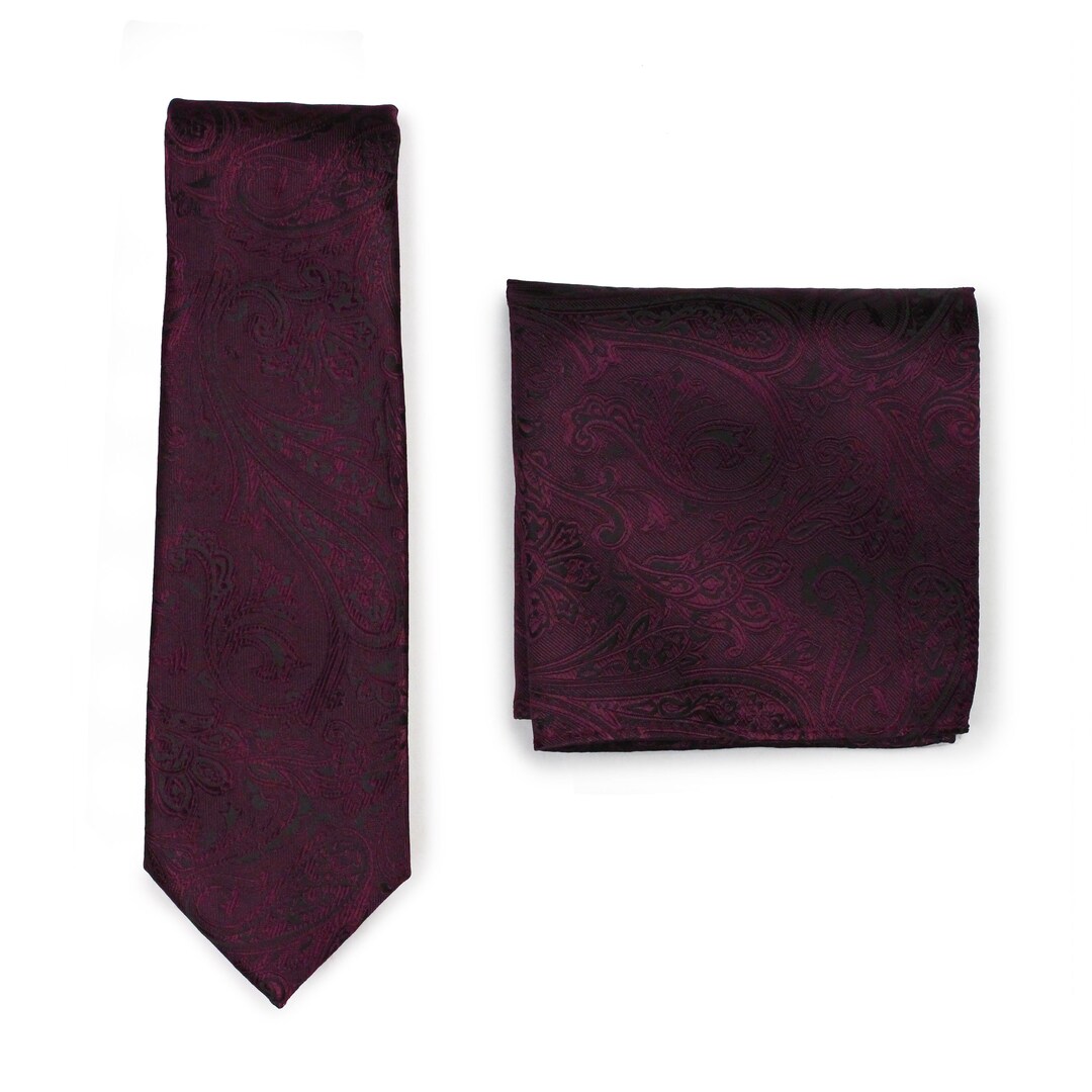 Conjunto de corbata de vino tinto / Corbata paisley formal - Etsy España