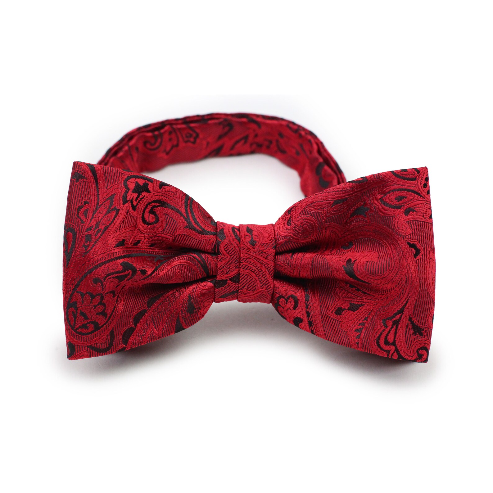 Ruby Red Tie Set | Mens Necktie + Pocket Square in Ruby Red Paisley ...