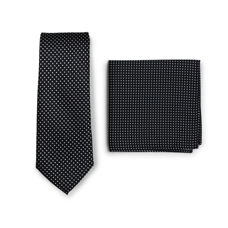 Black Skinny Tie | Trendy Black Skinny Tie With Silver Dots | Micro Dot ...