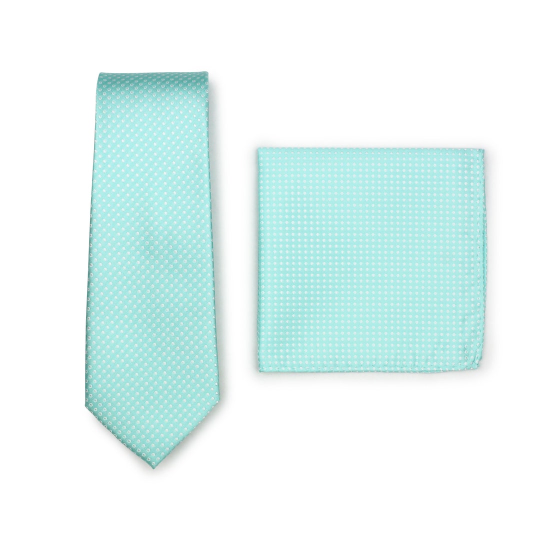 Aqua Blue Skinny Tie and Pocket Square | Wedding Tie Set in Aqua Blue ...