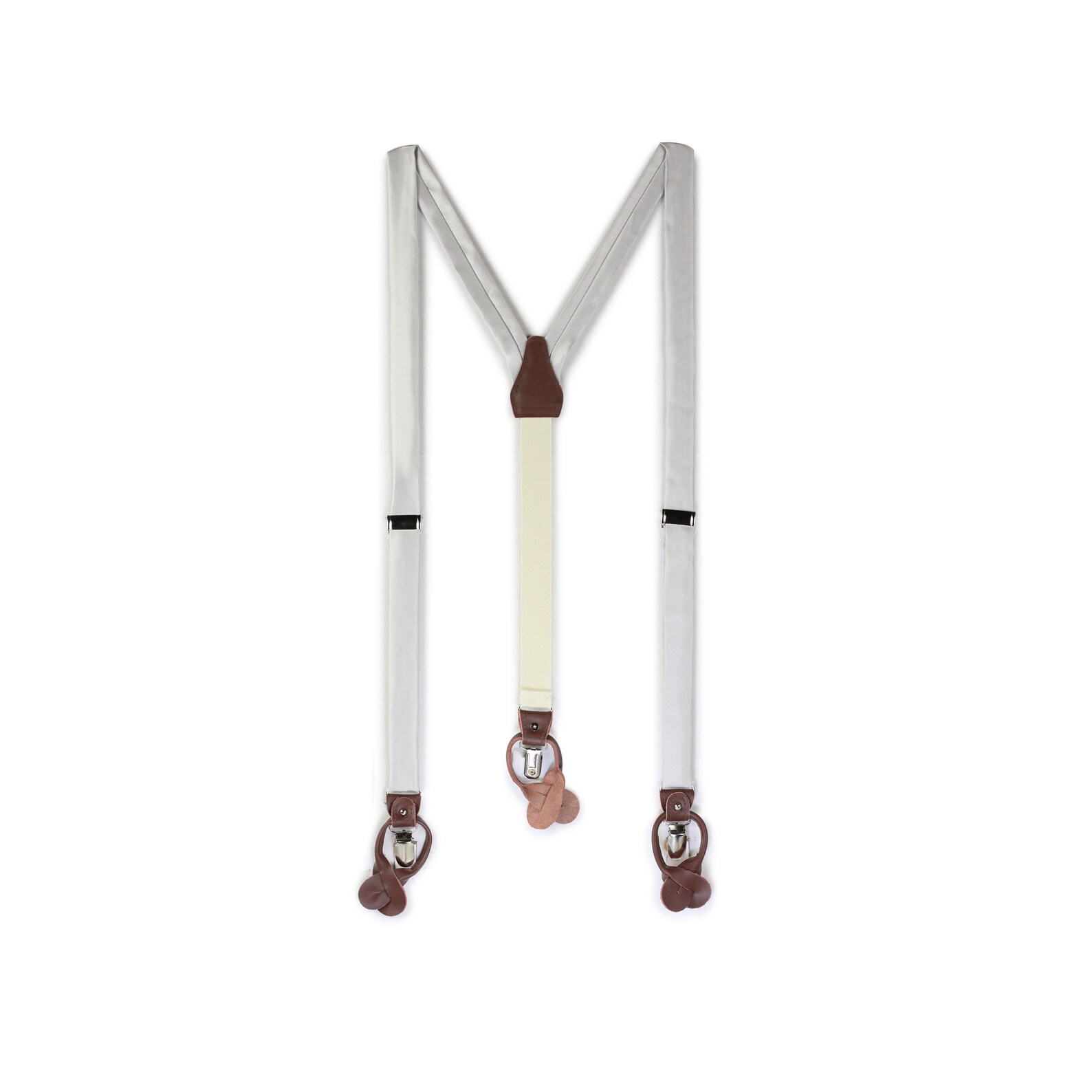 Formal Silver Suspender Bow Tie Set Mens Dress Suspender | Etsy