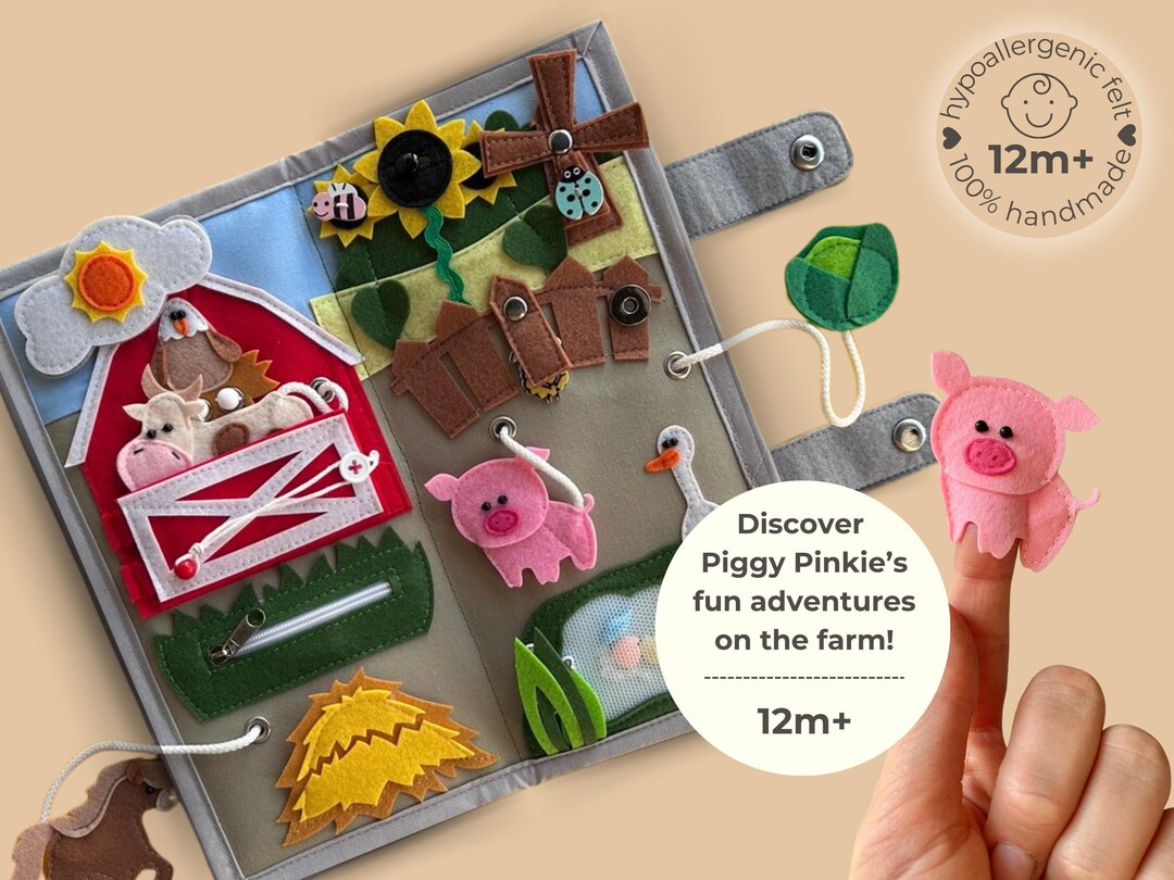 Toddler Busy Book Piggy Pinky, Busy Book Farm Animals, Chicken, Eggs ...
