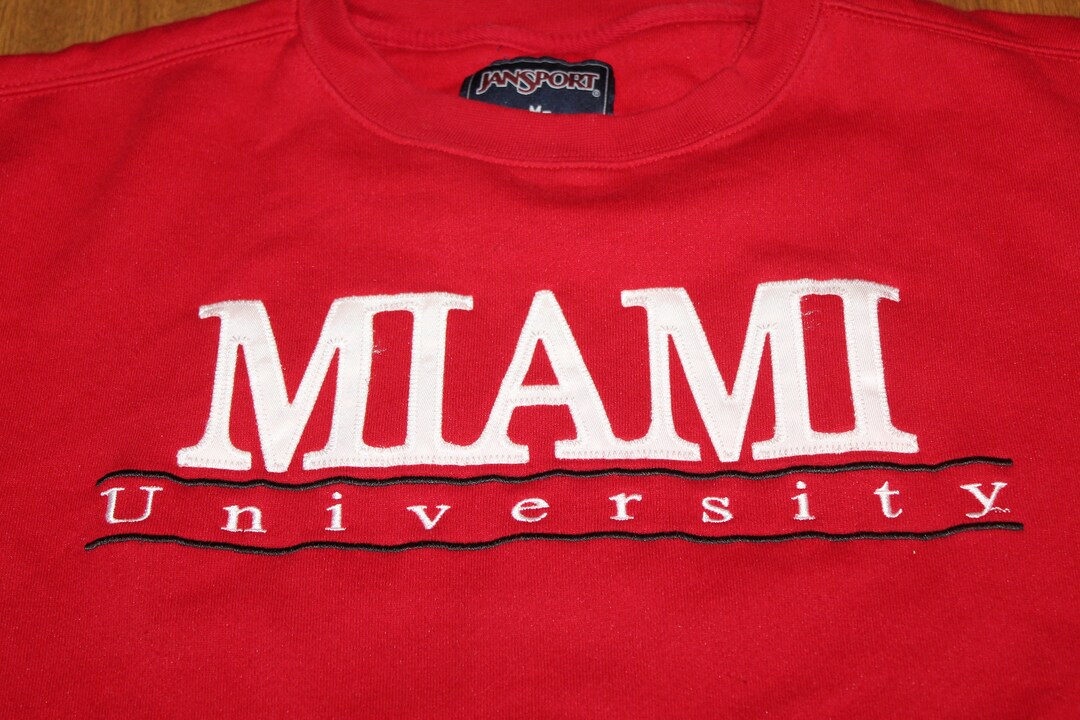 Vintage Miami Ohio Redhawks Red Embroidered Crewneck Sweatshirt ...