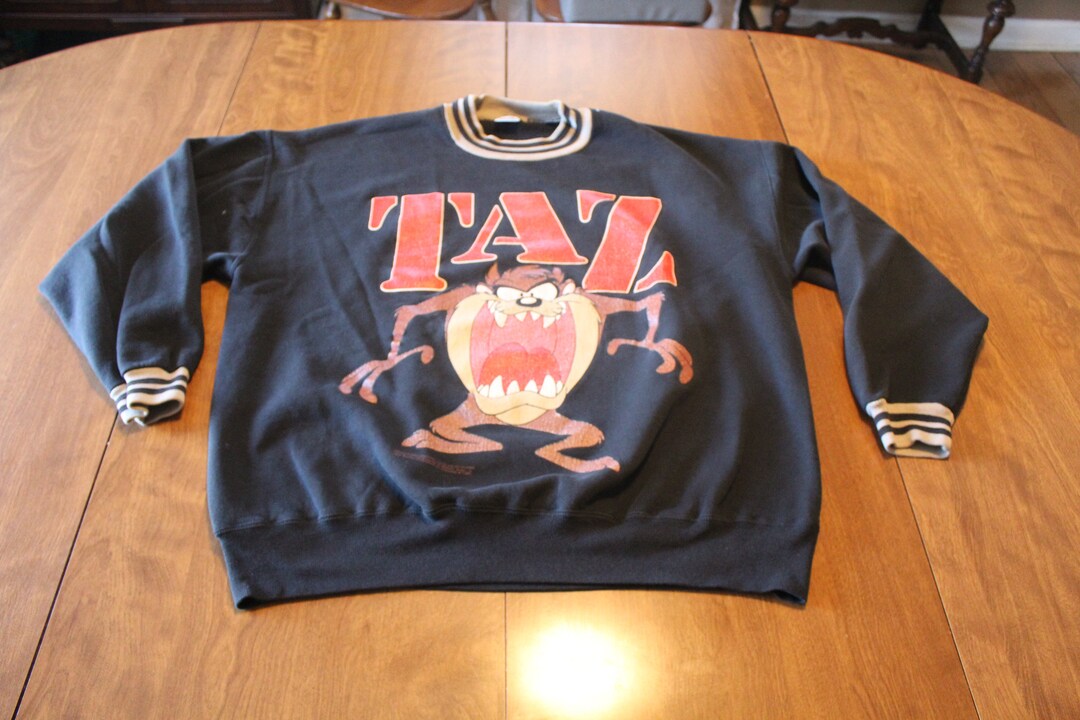 1992 Taz Tasmanian Devil Black Crewneck Sweatshirt - XL - Etsy