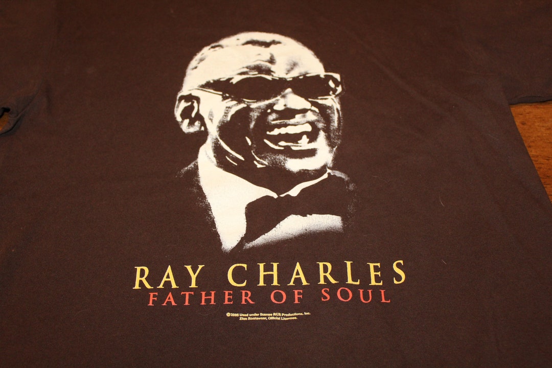 Vintage Ray Charles Father of Soul Zion Brown Graphic T Shirt - Medium ...