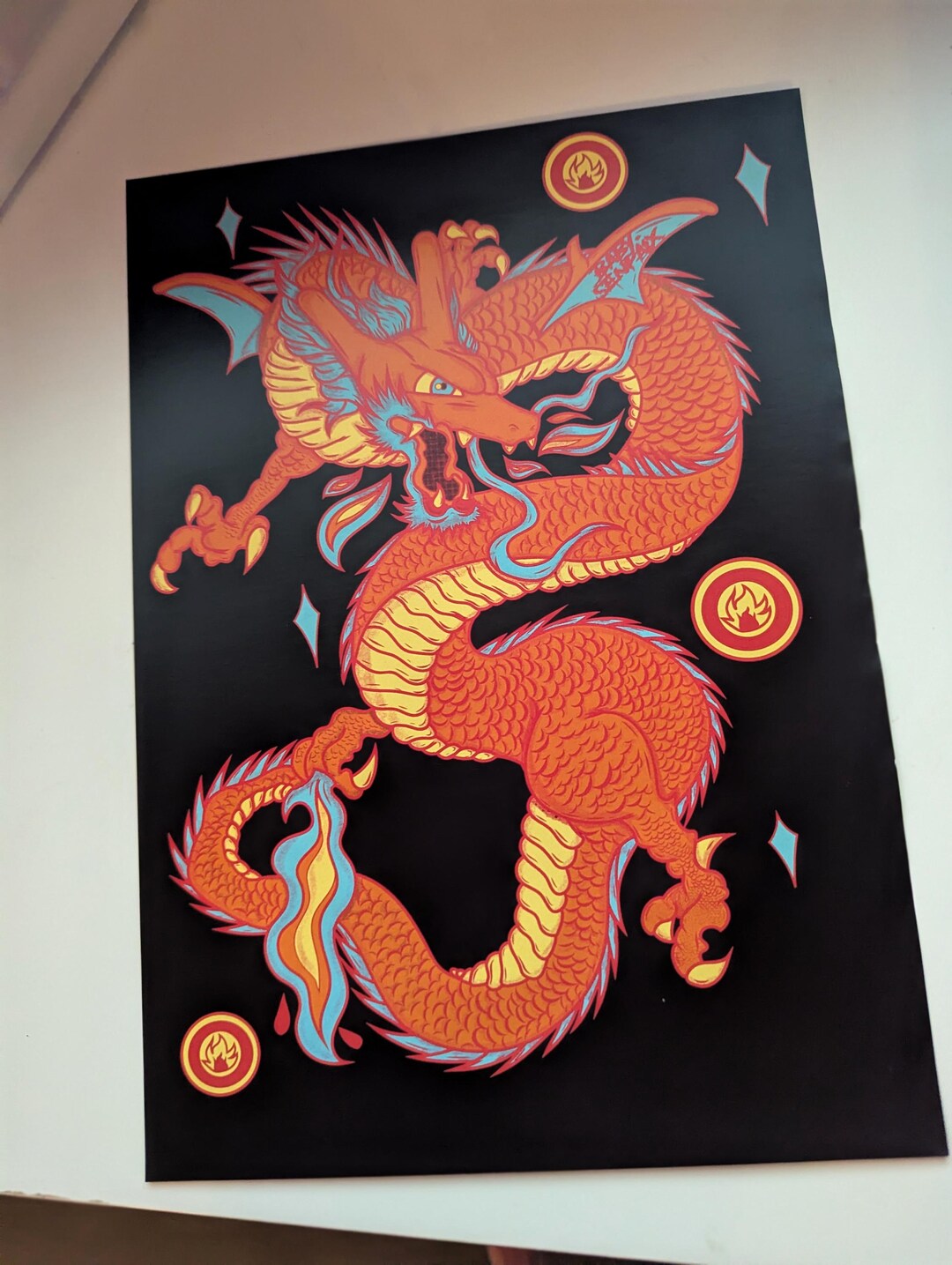 Handmade Chinese Dragon A4 Poster - Etsy