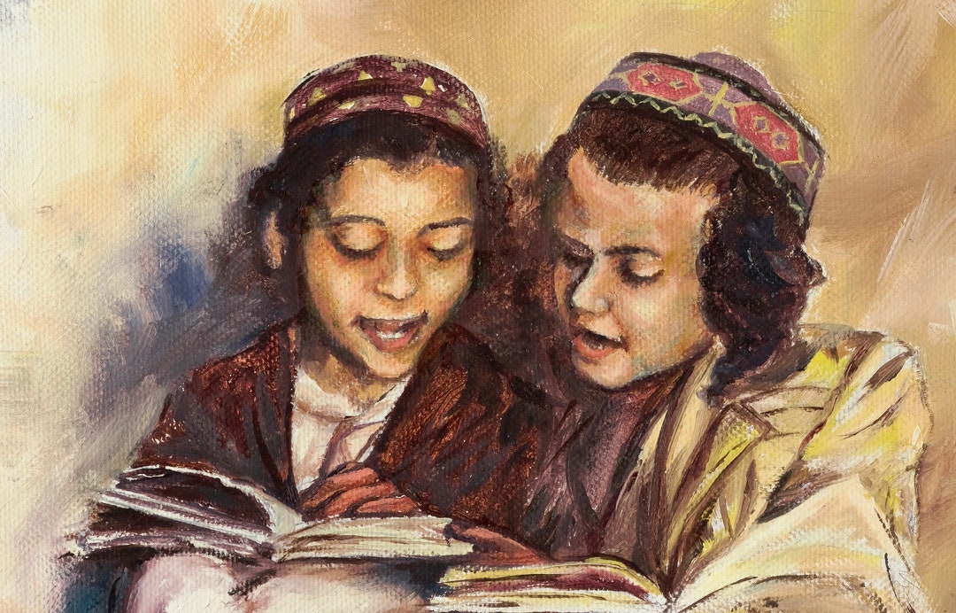 Yemenite Children, Engrossed in Torah Study, Chaya Gottlieb - Etsy