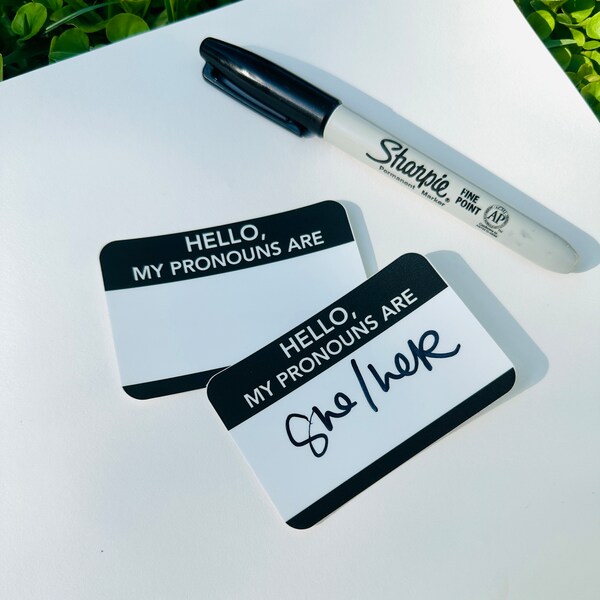 Hello My Name is Pronouns Stickers - Etsy
