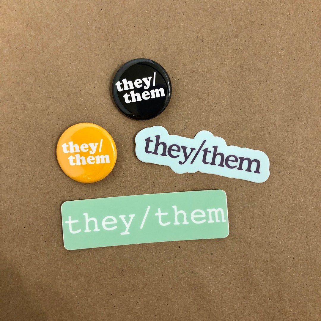 Pronoun Bundle Pronoun Stickers and Pin She/her, He/him, They/them - Etsy