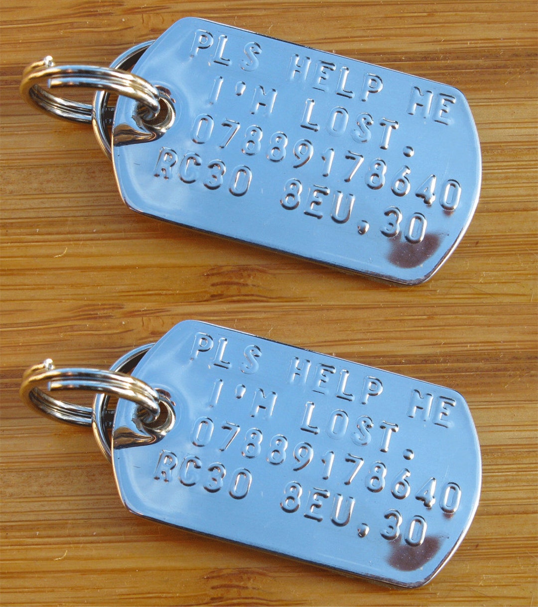 2 X Stainless Steel Pet Tags 4 Lines 4 Split Rings - Etsy