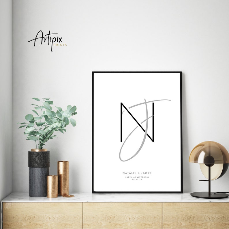 Overlapping Initials/monogram/typography Print/wedding - Etsy Australia