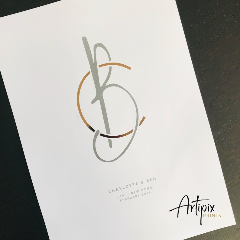 Overlapping Initials/monogram/typography Print/wedding - Etsy