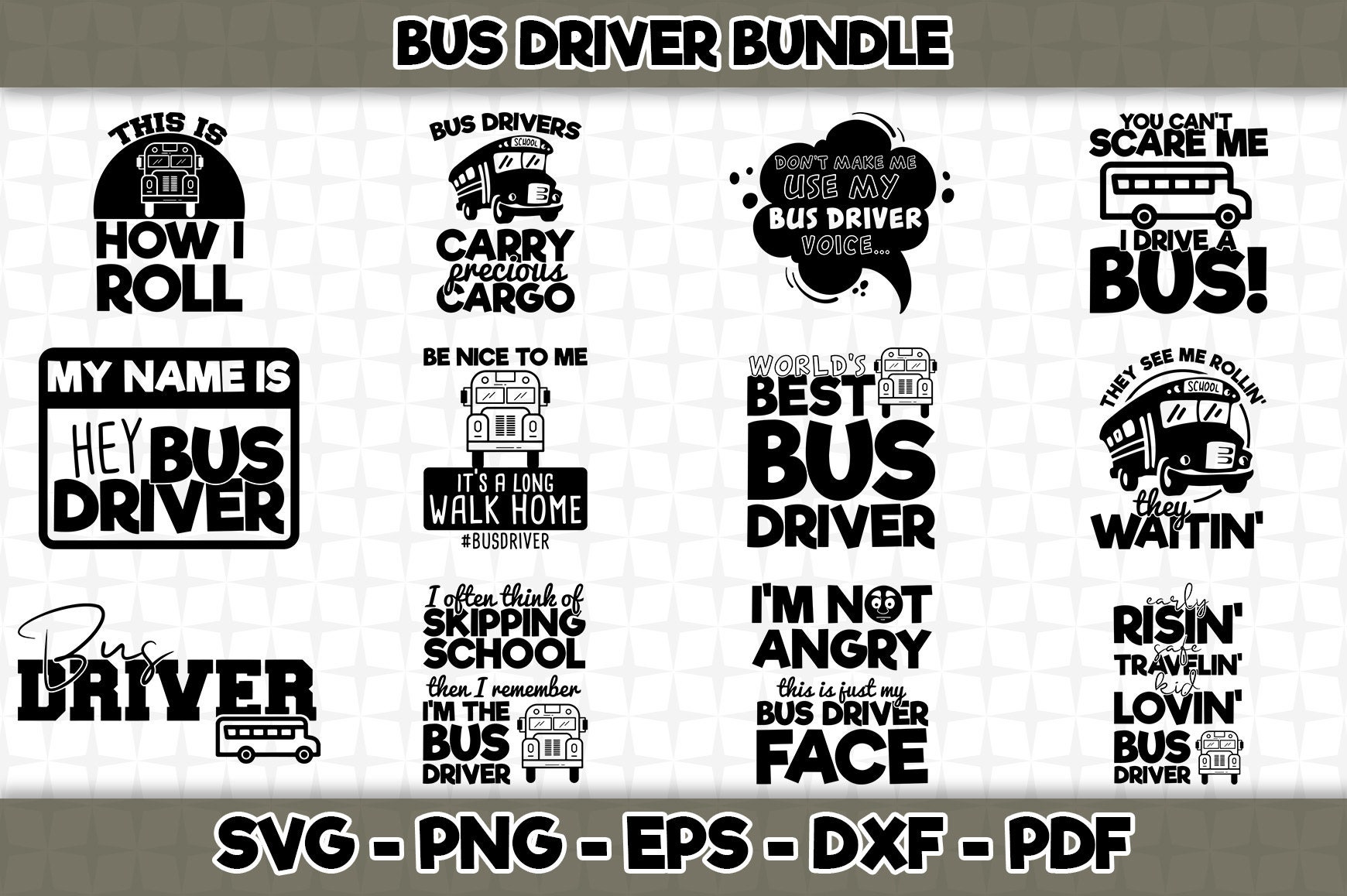 Bus Driver SVG Bundle 12 Designs Included SVG Cut File | Etsy