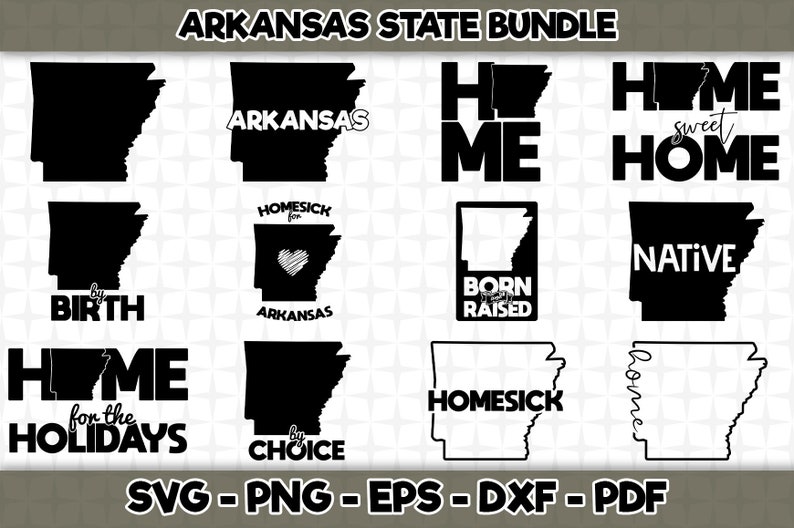 12 Designs Arkansas State SVG Bundle Cricut Arkansas SVG Cut Files ...