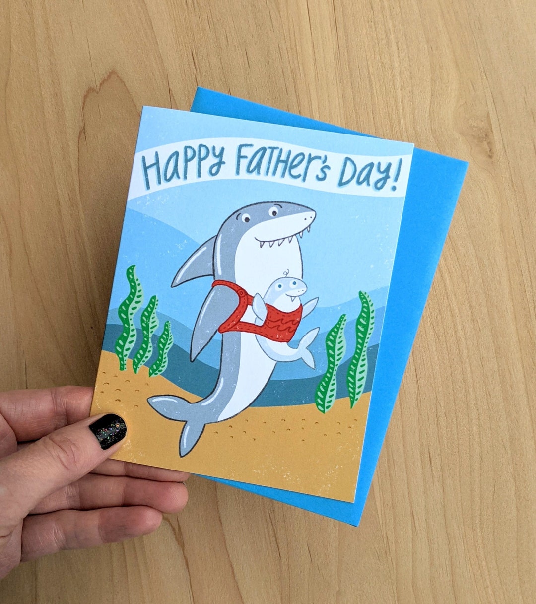 Father's Day Sharks Greeting Card Cute Funny New Dad Baby Shark Baby ...