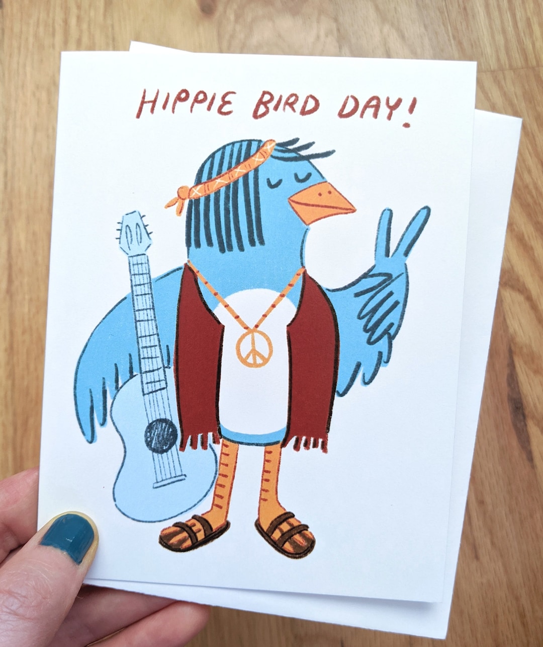 Hippie Bird Day! - Birthday Card - Blank Inside - Pun - Hippy - 1960s ...