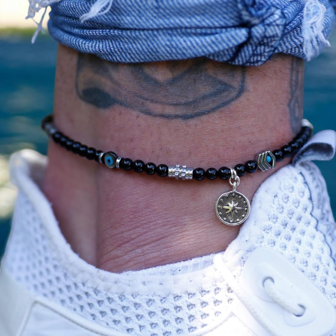 Anklet for Men Made of Gemstones and 925 Silver, Unique Gift for Men ...