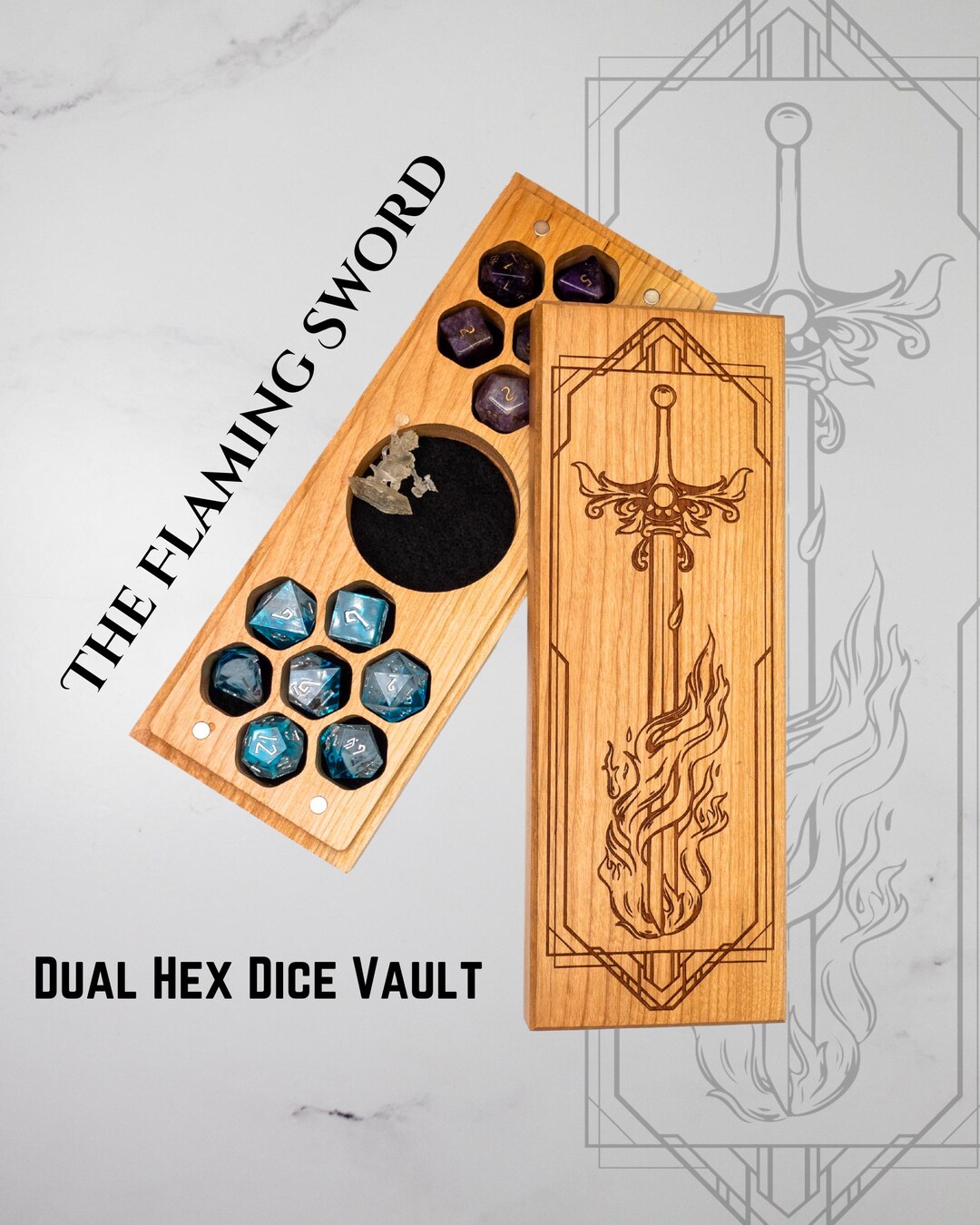 Dice Box | Flaming Sword | Dnd Laser Engraved Dice Box | Dnd Gift ...