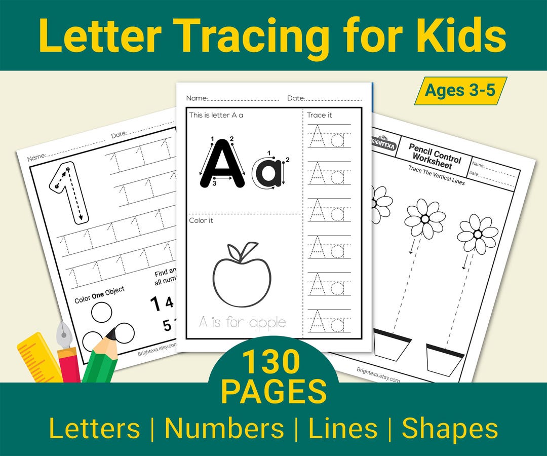 130+ Tracing Worksheets for Preschool, Pre-k Learning Bundle, Toddler ...