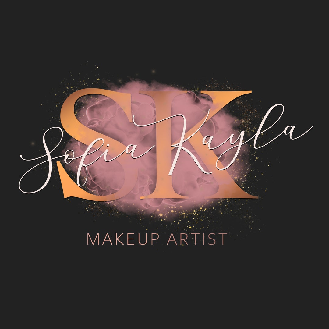 Pink Rose Gold Watercolor Smoke Logo, Signature Logo, Premade Logo ...