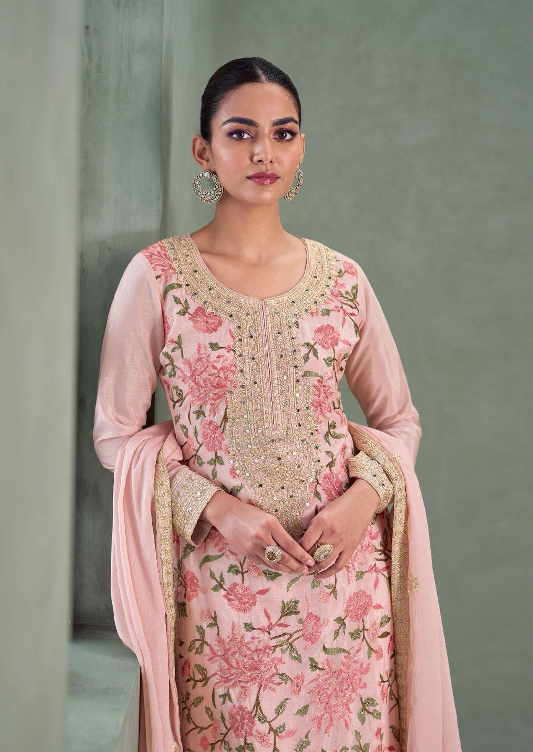Kurti & Plazo Sets, Indian Ethnic Wear, Chinon Suit, Wedding Guest Wear ...