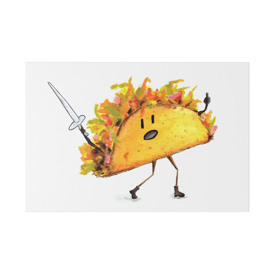 Funny Taco Wall Art | Fightin' Taco Canvas Print | Funny Food Art ...