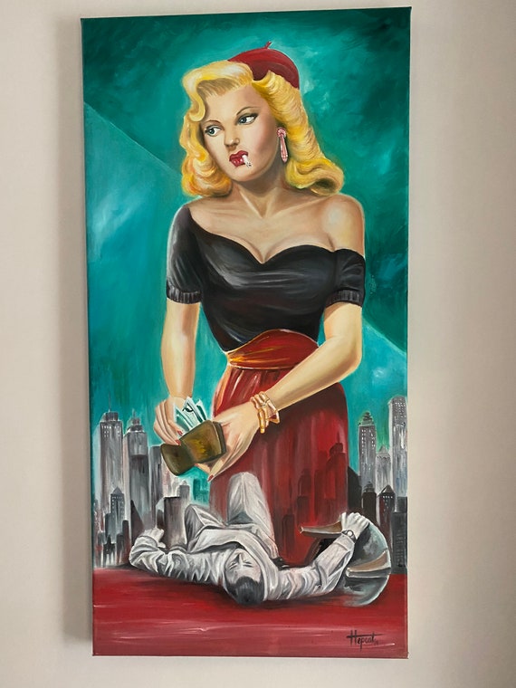 Deadly Game Pulp Art Film Noir Rockabilly Hepcat Pulp Painting | Etsy