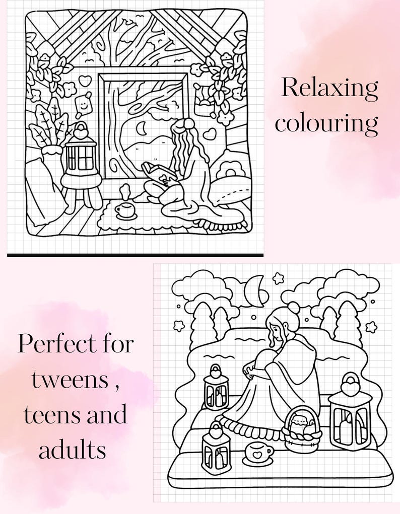 Girl Moments: Cute Cozy Daily Activities for Relaxation Coloring Book ...