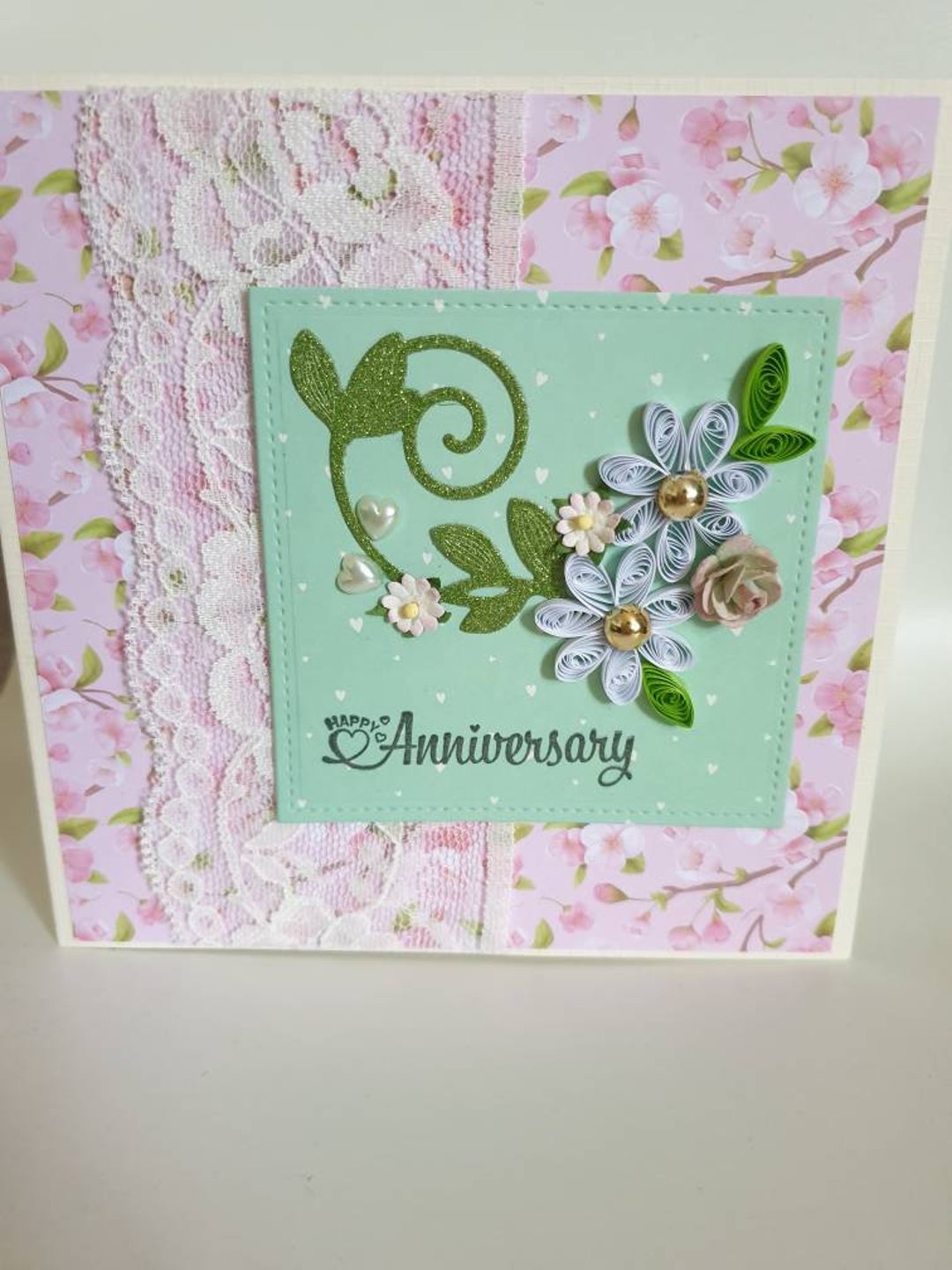 Beautiful Handmade Quilling Anniversary Card, Shabby Chic - Etsy