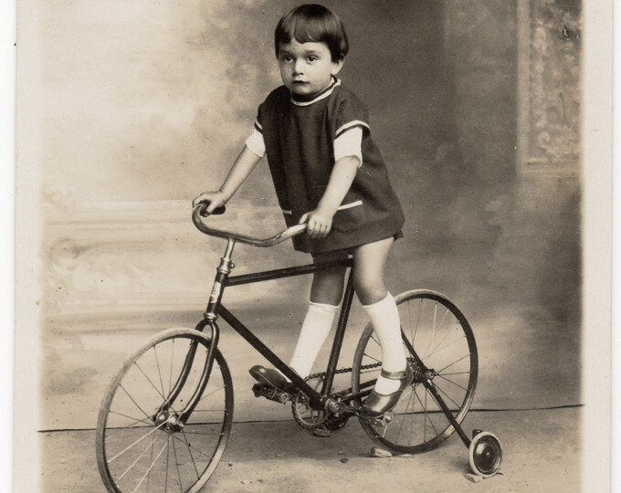 1920's Photo 'budding Cyclist' Cute Child on Bicycle, 1920's Bike, Cycling, Vintage Photo, Rppc ...