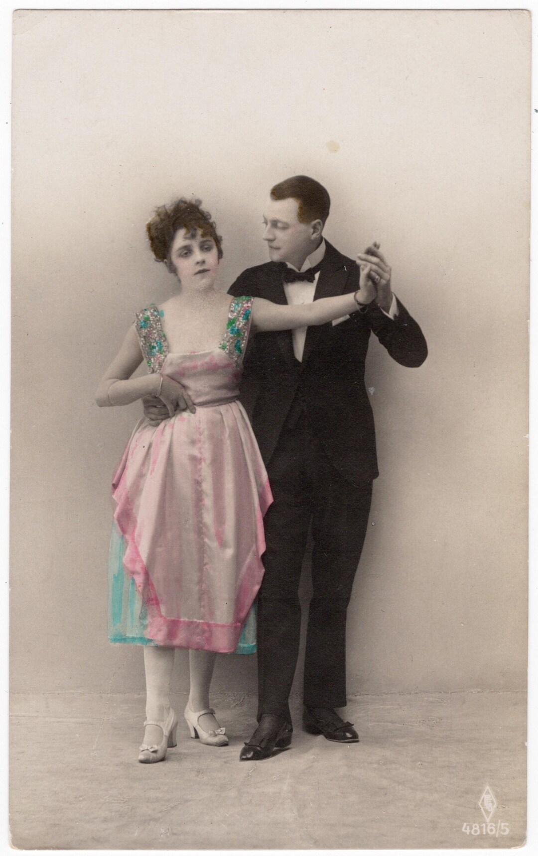 Vintage Dance Photo, Hand Painted Photo of Dancing Couple, Dance ...
