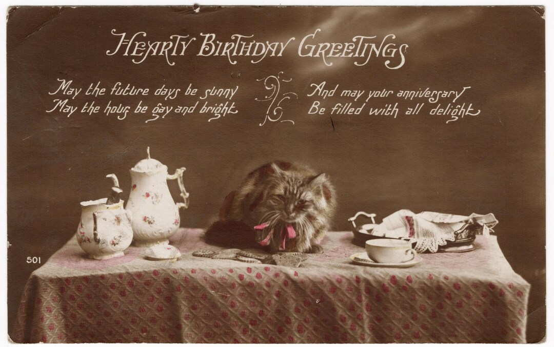 Vintage Cat Photo 'cats Tea Party' Tabby Cat, Afternoon Tea, Cats, Cat ...
