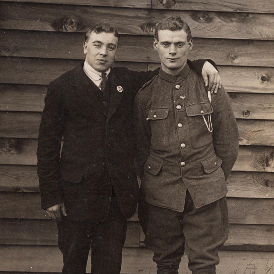 WW1 Soldier Photo 'proud Brothers' Handsome Soldier, WW1 Postcard ...