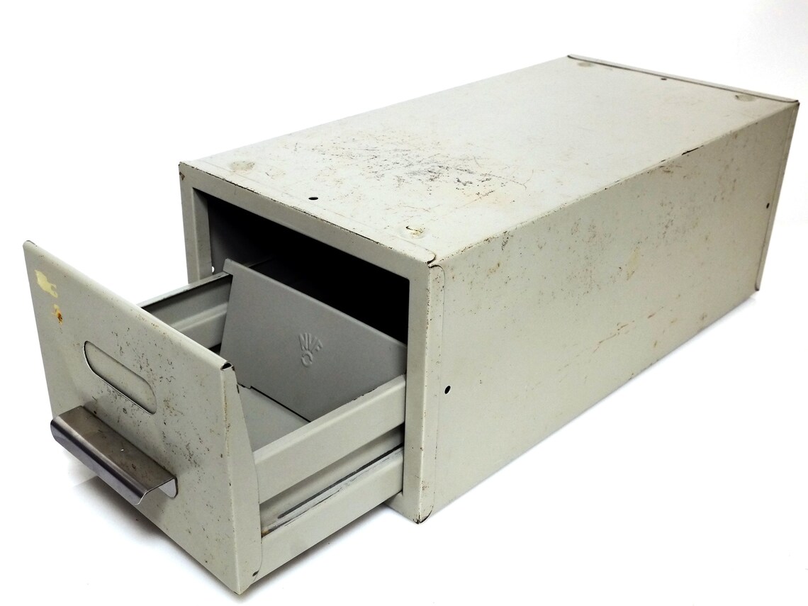 Vintage Metal NVF Index Card Drawer, File Cabinet Dutch Postal ...