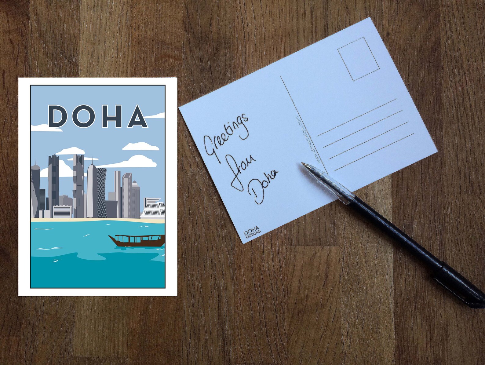 Landmarks of Doha, Qatar Postcards Invitation Greetings Contact Card - Etsy