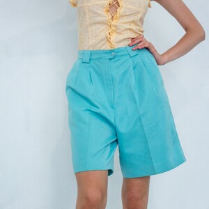 Vintage Cyan Blue Taylored Play Shorts / Midi Above the Knee Lenght ...