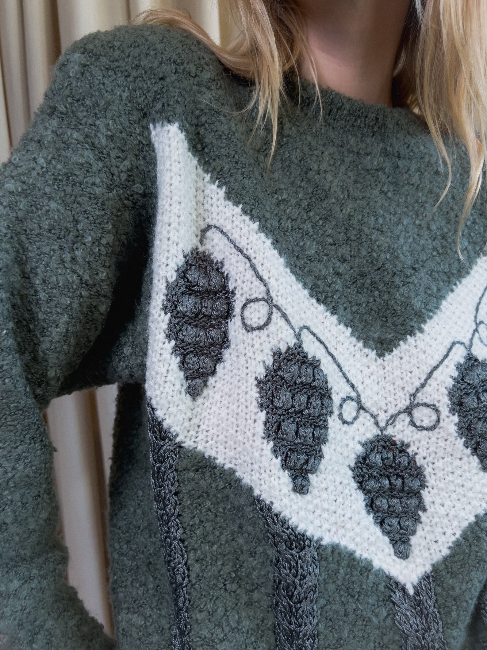 Vintage Green 80s Jumper / Warm Cute Winter Sweater With Grapes - Etsy