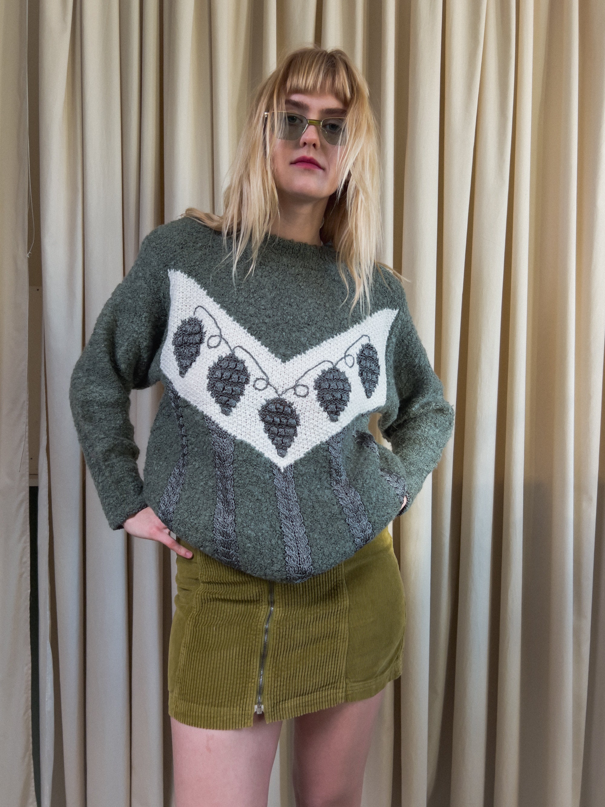 Vintage Green 80s Jumper / Warm Cute Winter Sweater With Grapes - Etsy