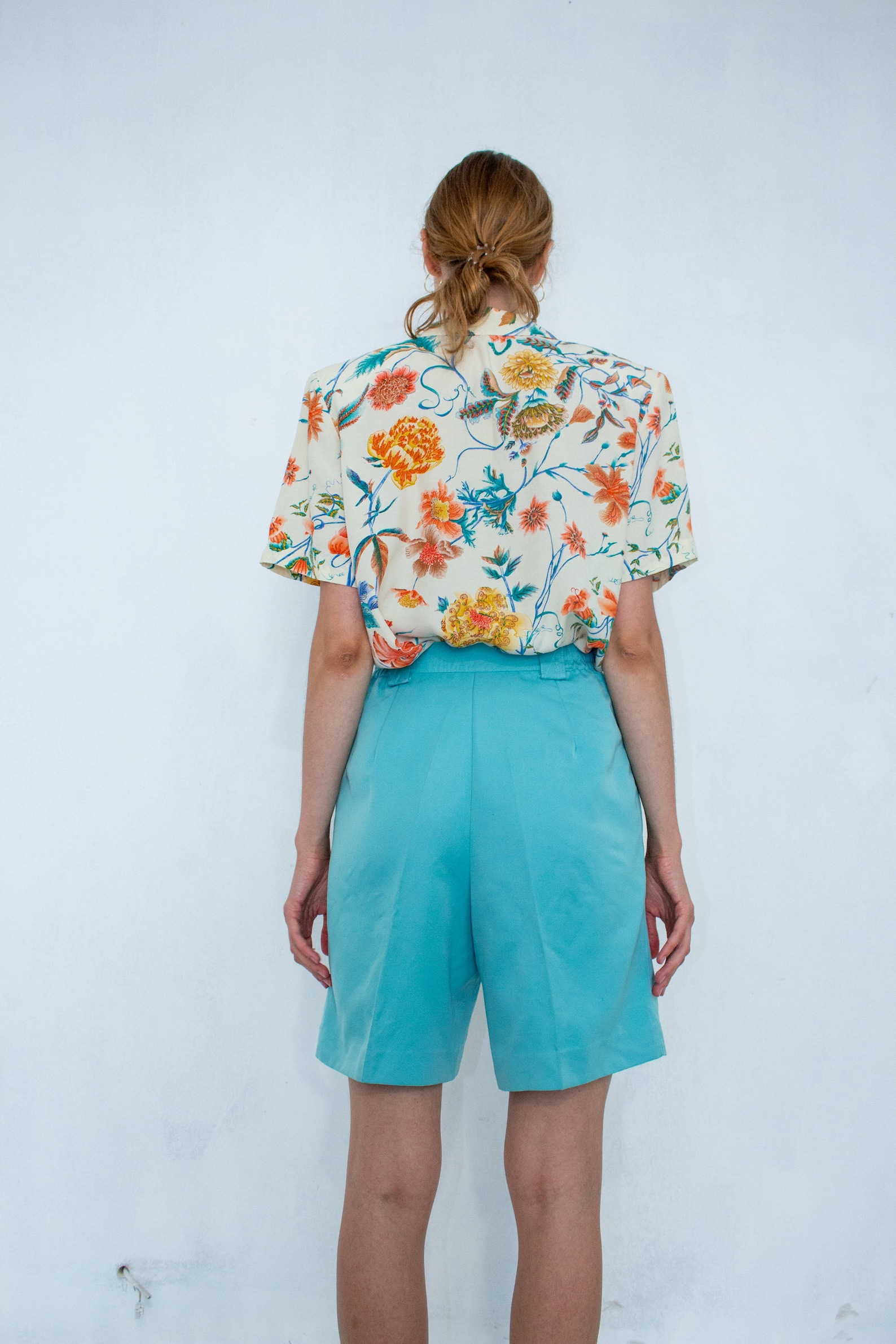 Vintage Cyan Blue Taylored Play Shorts / Midi Above the Knee | Etsy