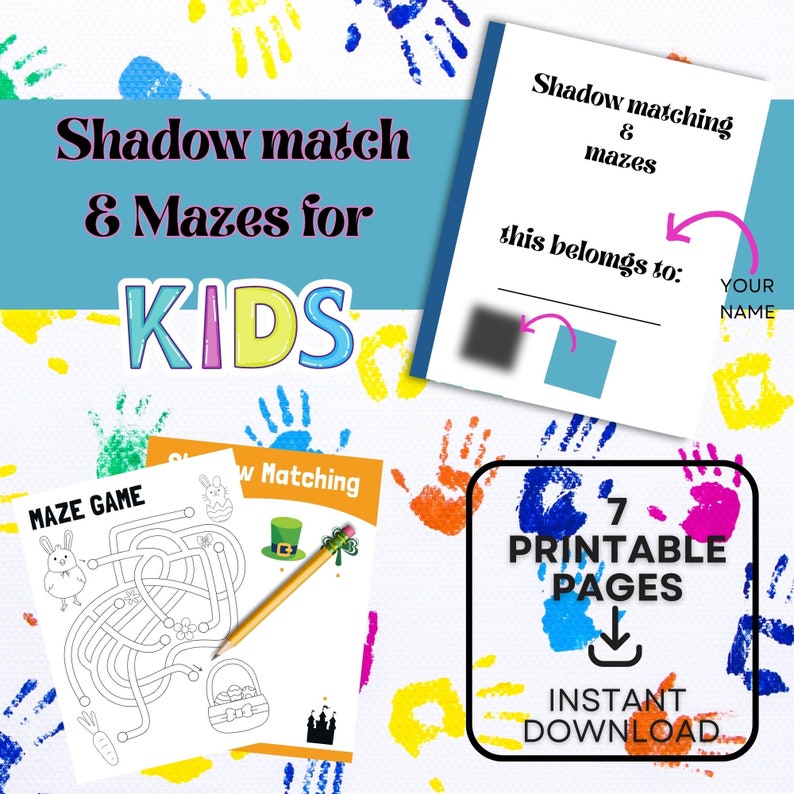 Kids Shadow Match & Mazes - Etsy