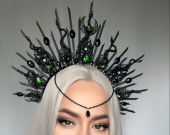 Medusa Crown Snake Queen Cleopatra Costume Headpiece Cobra Crown Spiked ...