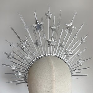 Silver Star Crown, Celestial Crown, Star Halo Crown, Happy Holidays ...