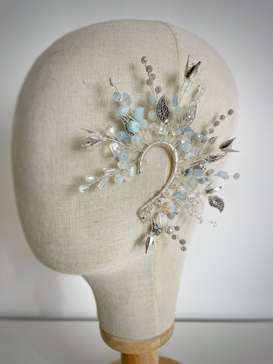 Fairy Ear Cuff, Bridal Ear Cuff, Aquamarine Earrings, Ear Cuff Wedding ...