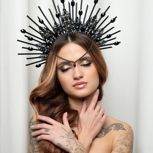 Black Halo Crown Gothic Headdress, Vampire Headband, Gothic Wedding ...