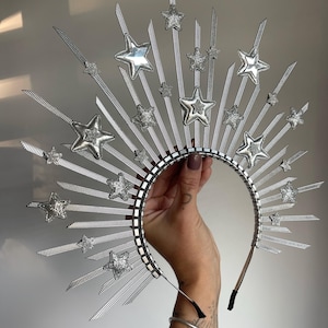 Silver Star Crown, Celestial Crown, Star Halo Crown, Happy Holidays ...