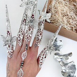 Silver Finger Claws Armor Rings Fairy Gothic Cosplay Bracelet Sugar ...