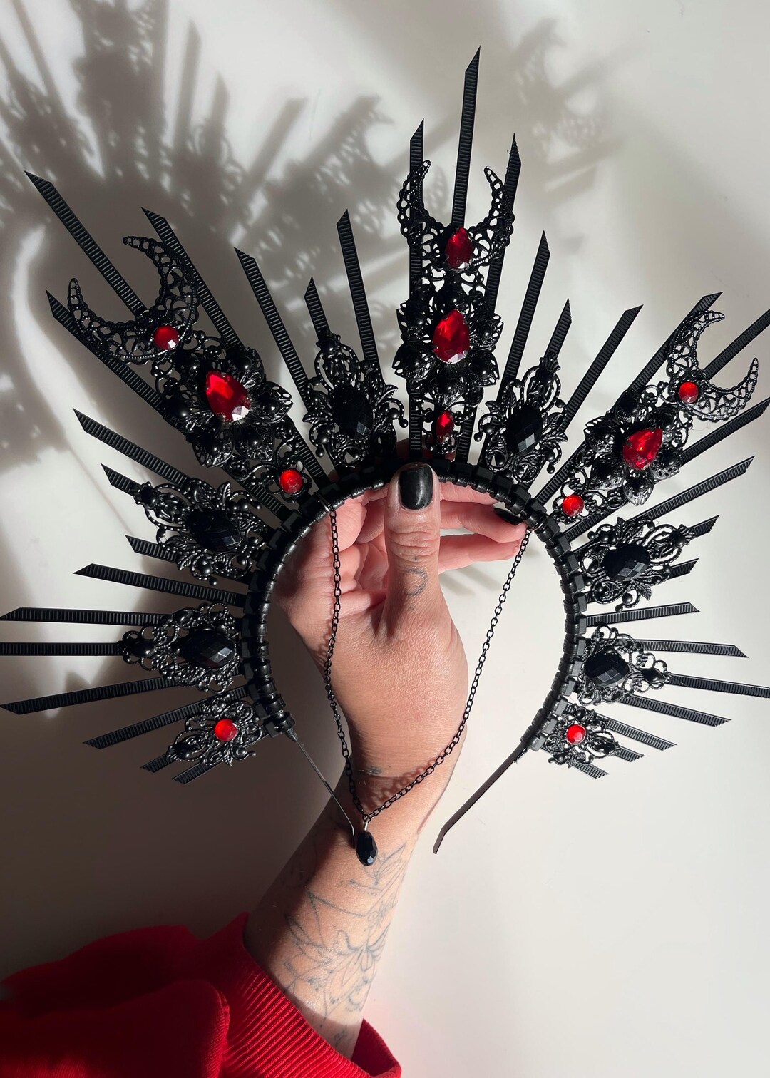 Black Halo Crown, Gothic Crown, Evil Queen Crown, Vampire Tiara, Witch ...