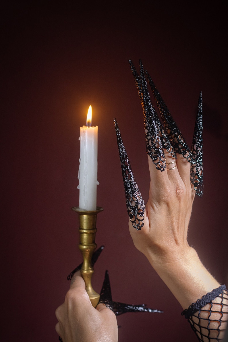 Silver Finger Claws, Gothic Claw Rings, Witch Nail Claws, Armour Rings ...