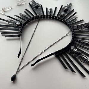 Gothic Halo Crown Black, Dark Fairy Headpiece, Gothic Lolita, Dark ...